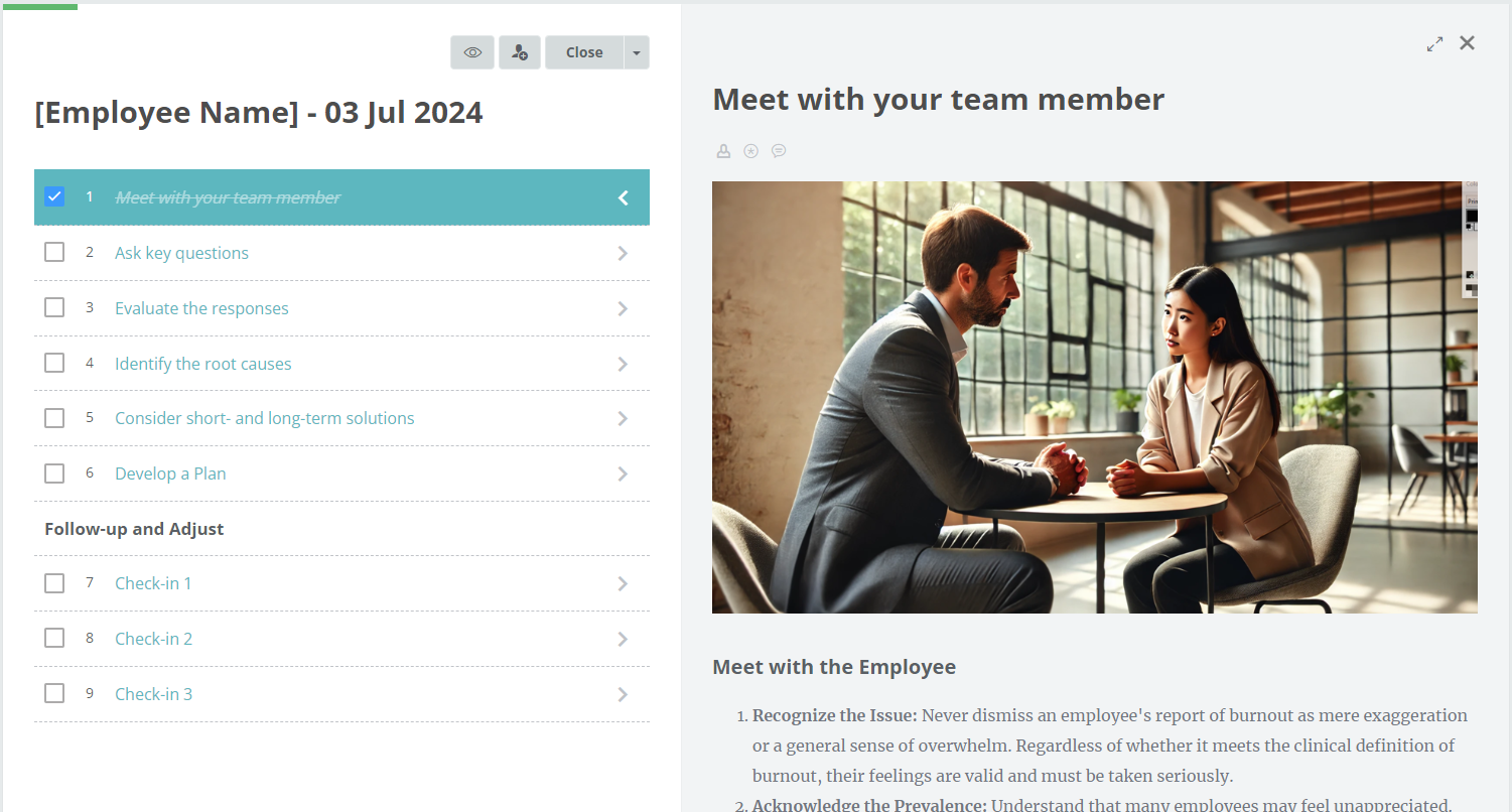 "Managing Employee Burnout" Process Template - Way We Do